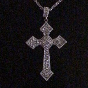 Jewelry | Blinged Out Crystal Cz Cross Pendant Necklace | Poshmark